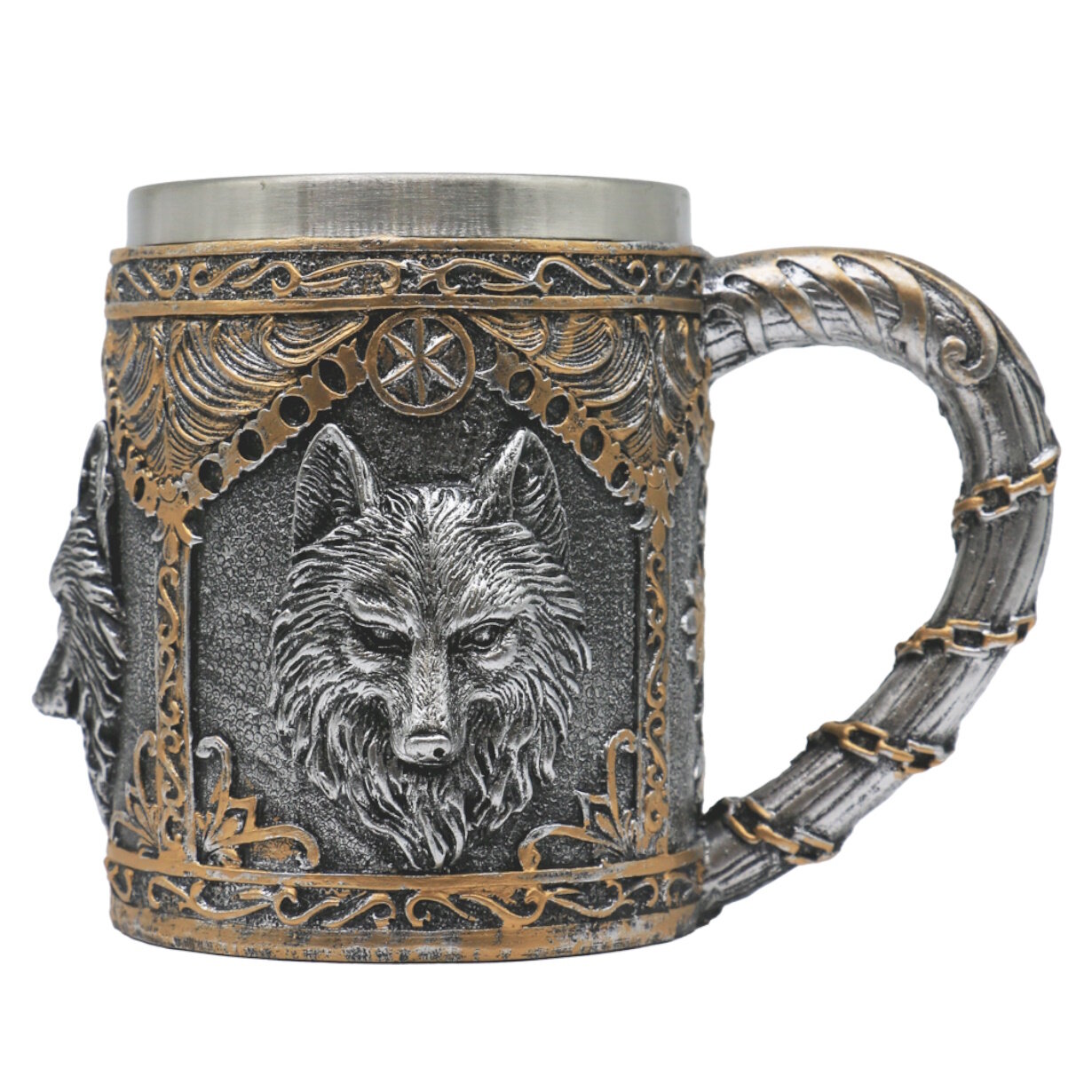 Кружка сувенирная Волк, металл/пластик, 400мл