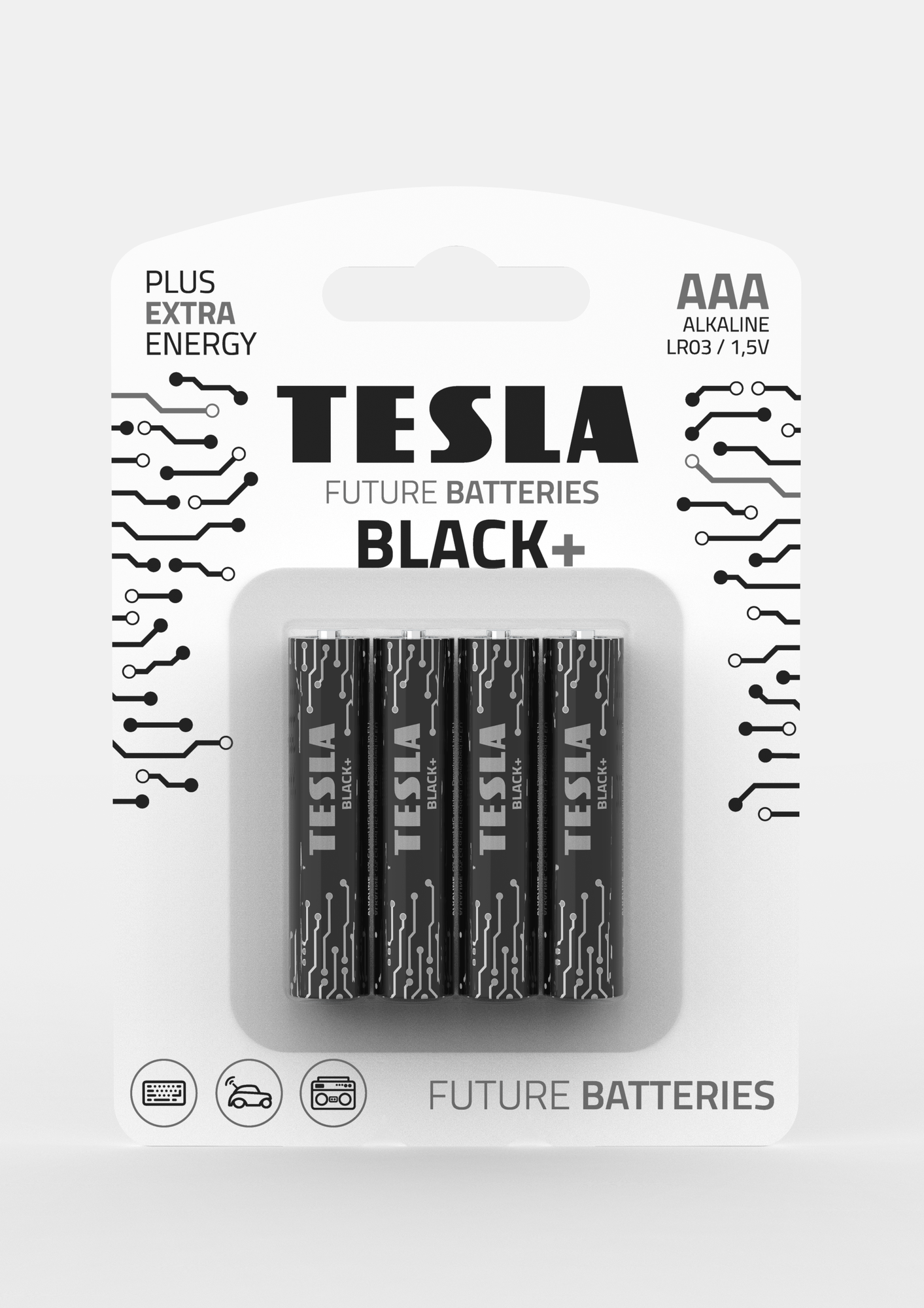 Щелочные батареи TESLA Black AAA+ 4ks