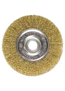 Щетка для УШМ, 125 мм, посадка 22,2 мм, плоская, латунированная витая проволока MATRIX 74656