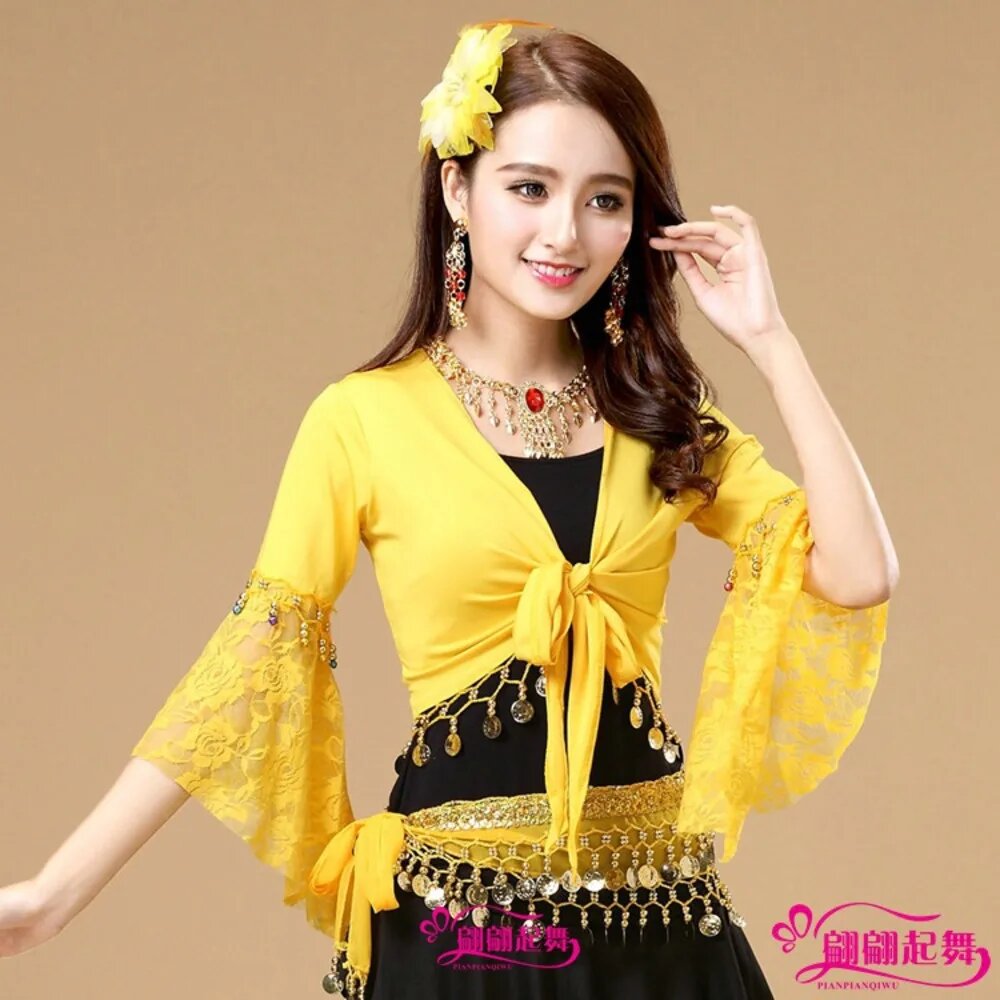 Танцевальный костюм для живота IDEASKY, красный, акрил Желтый, М, Yellow Top Only