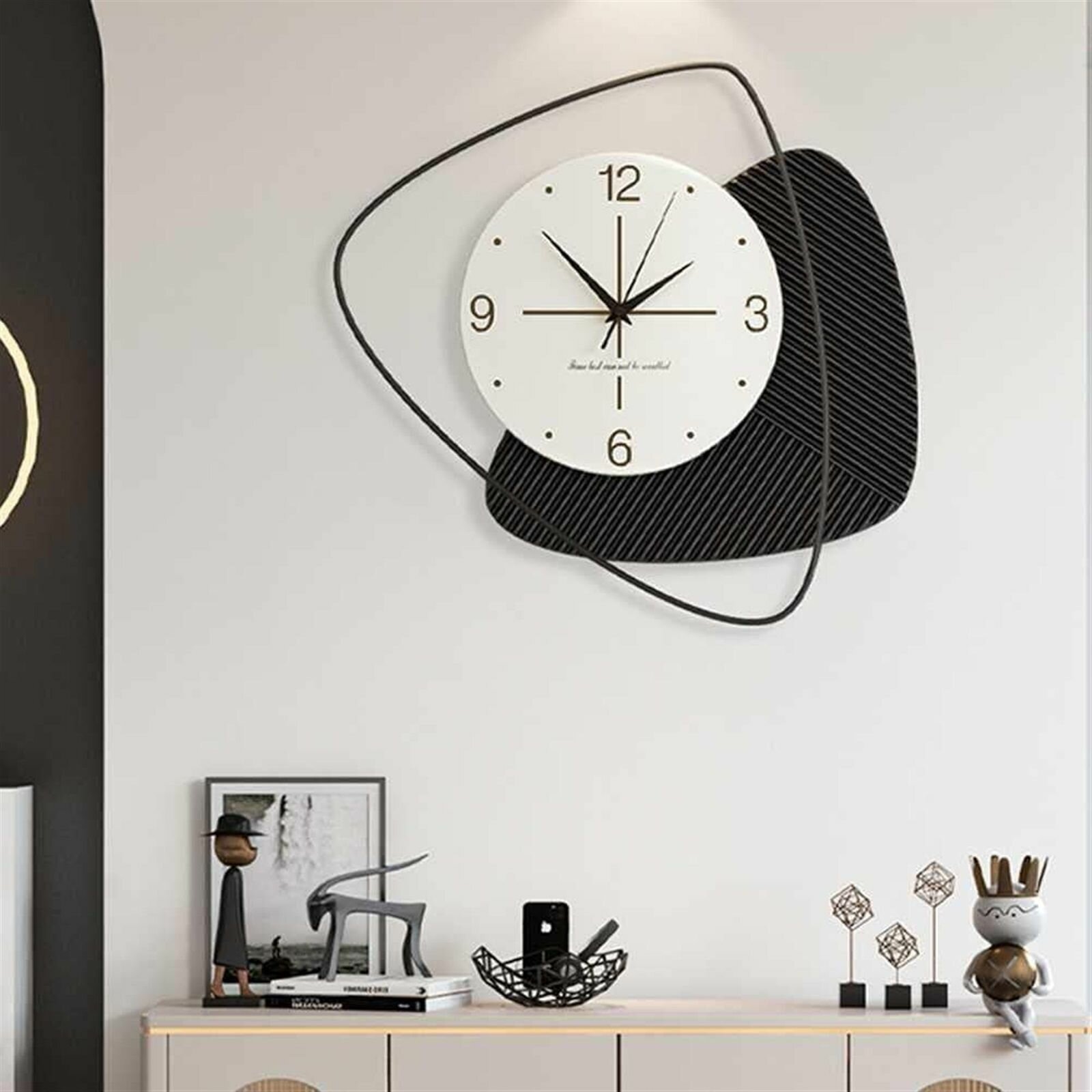 Простые атмосферные настенные часы, оргстекло, 52*49 см, черный