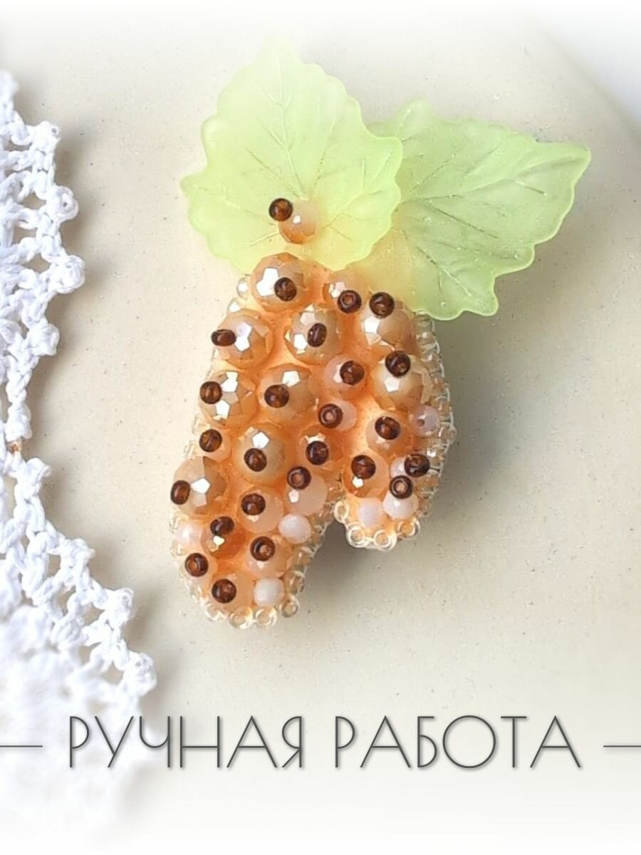 Брошь, жемчуг пресноводный культивированный, хрусталь