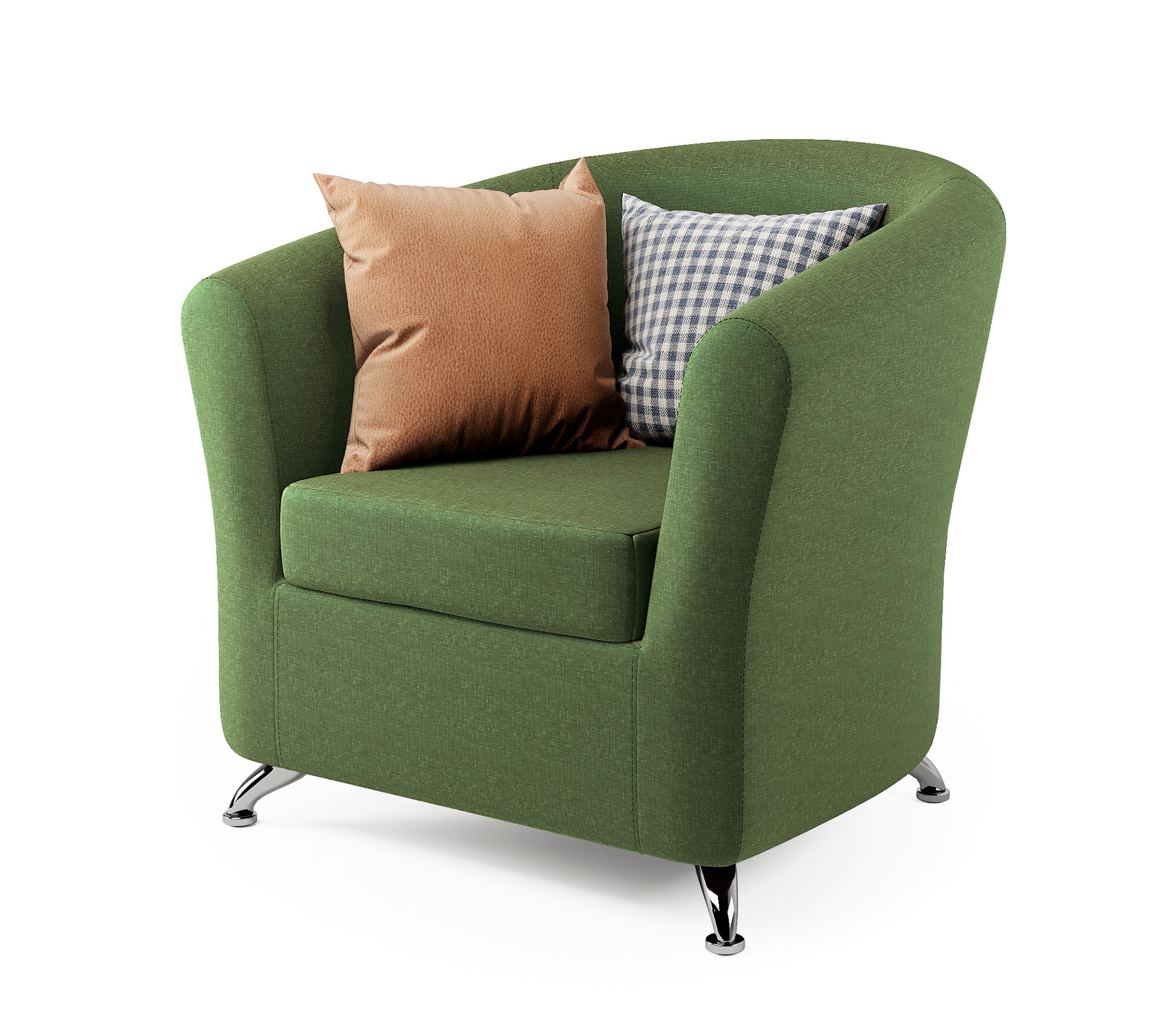 Кресло Шарм-Дизайн Евро, мягкое для дома и отдыха, с подлокотниками, рогожка зеленый, 82,5х82х76 см