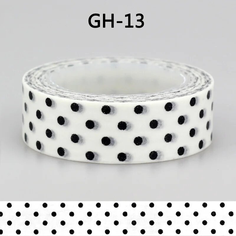 Лента для скрапбукинга, 1 шт, лента 15 мм, черно-белая, в горошек, цветочек, звездочек, DIY, декоративная Маскировочная японская лента, бумажная лента 10 м
