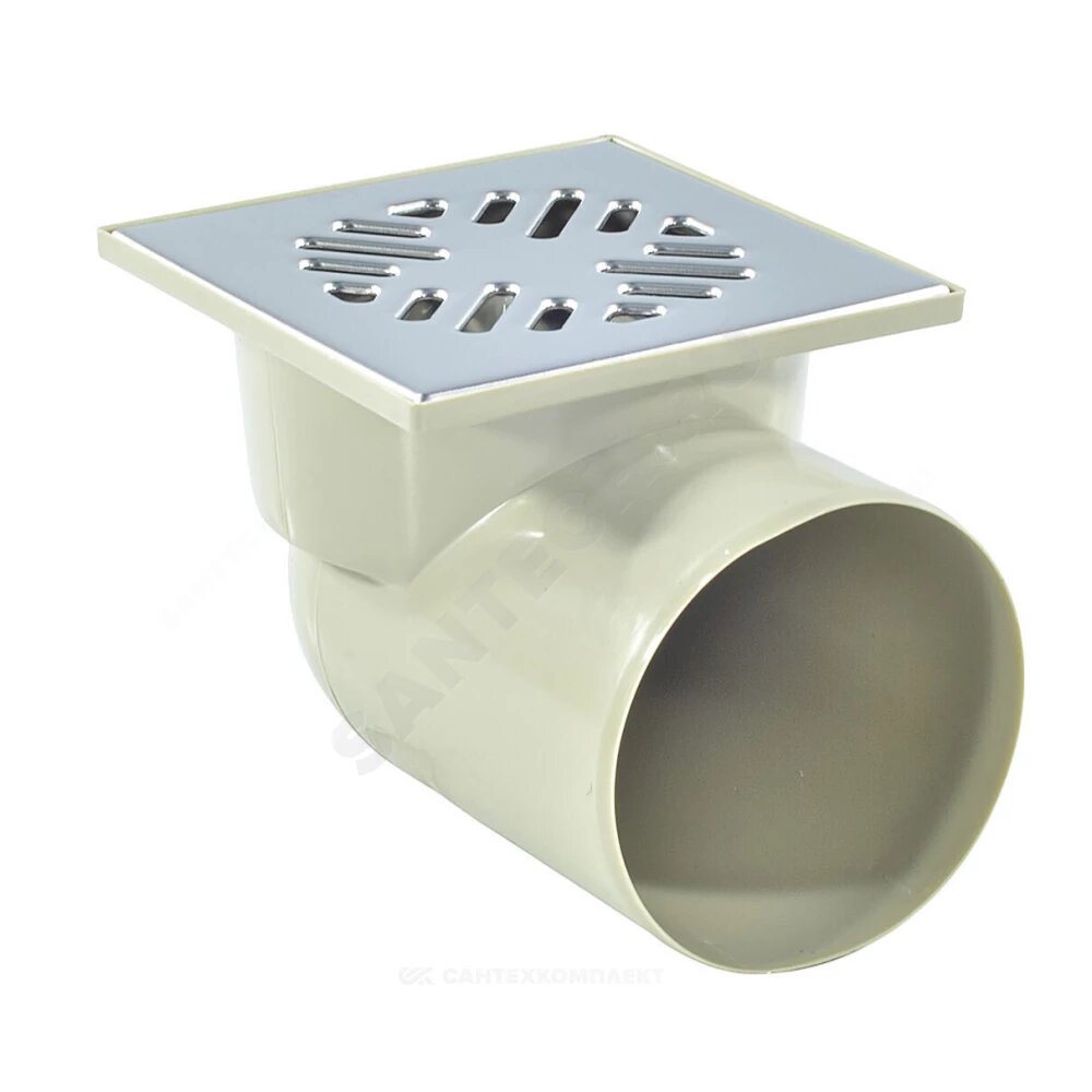 Трап нерегулируемый с гидрозатвором Дн 110 с решёткой 150х150мм горизонтальный выпуск Татполимер ТП-105.110-150HSHs