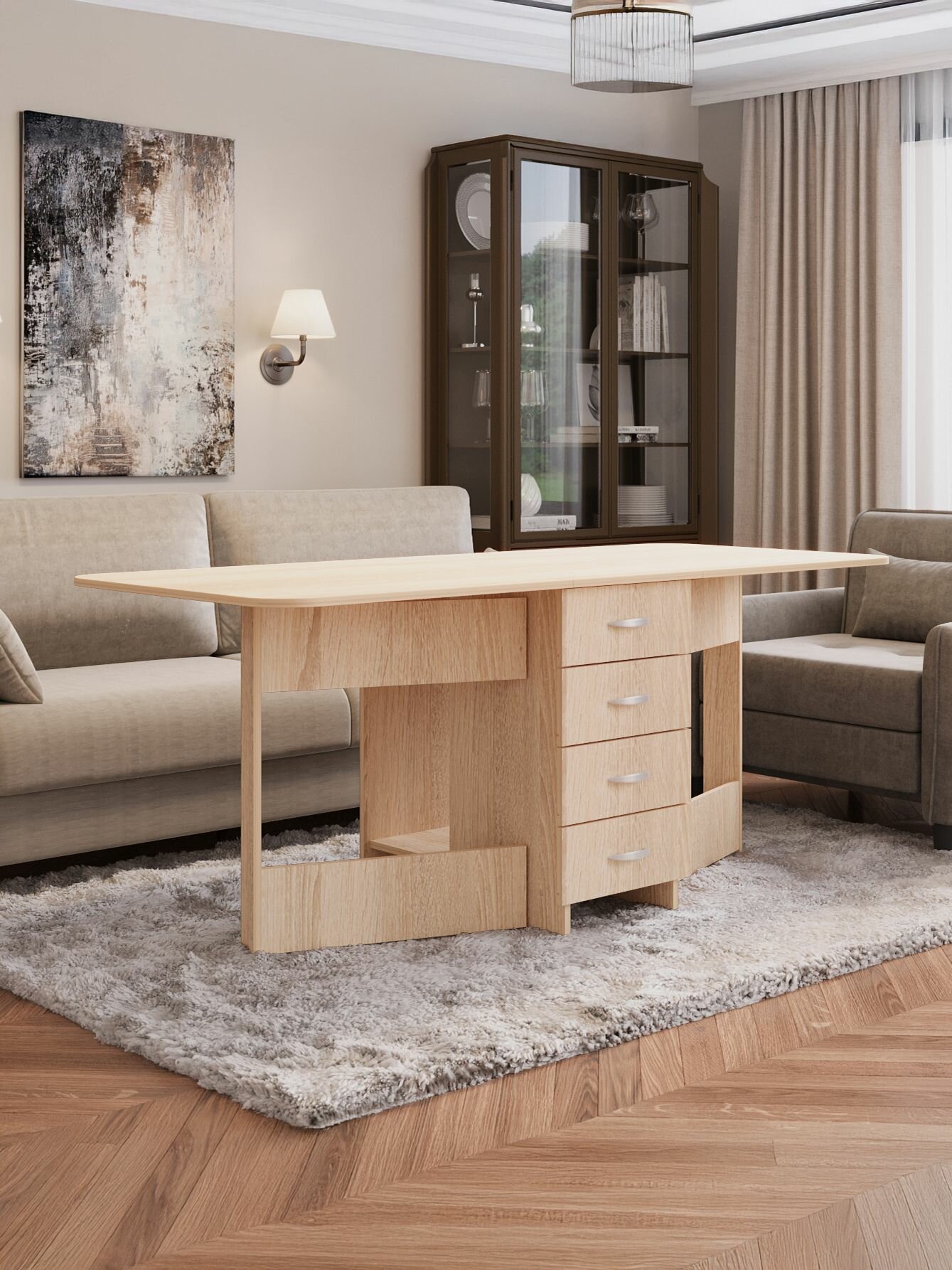 ARNIKA Стол книжка обеденный Глория 182.6x78x75.3 см, бежевый дуб сонома