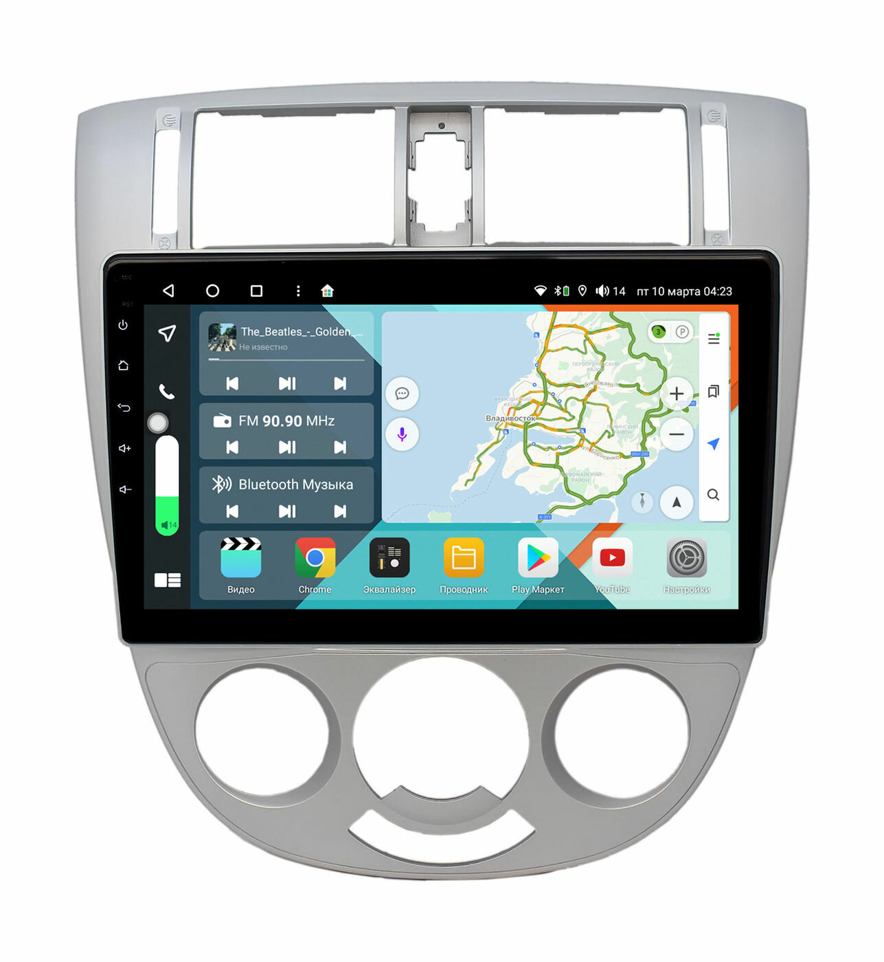 Магнитола Chevrolet Lacetti 2004 - 2013 седан кондиционер серебристая 9 дюймов, 4/64GB, 8 ядер, DSP, 4G, Android 10 / Wide Media