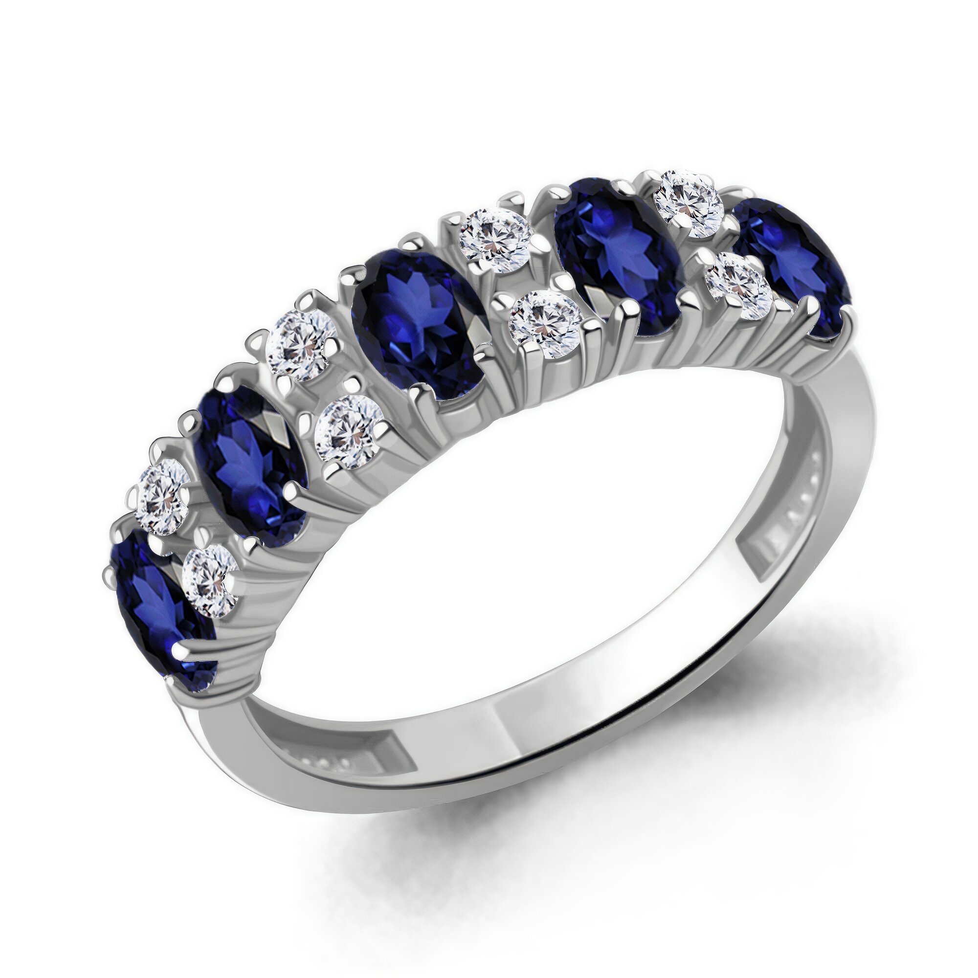 Кольцо дорожка, серебро, 925 проба, сапфир синтетический, фианит