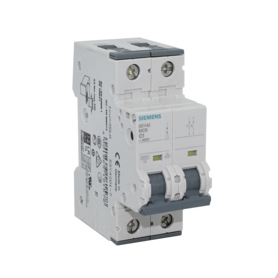 Siemens 5SY4201-7 2P 1A (C) 10kA Автоматический выключатель