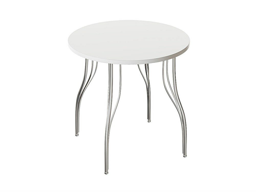 VVT Стол обеденный круглый TLC-2.2 (ОС-12), столешница ЛДСП White In 2S, каркас Сталь Aluminum Gloss, 742*750*750 White In 2S
