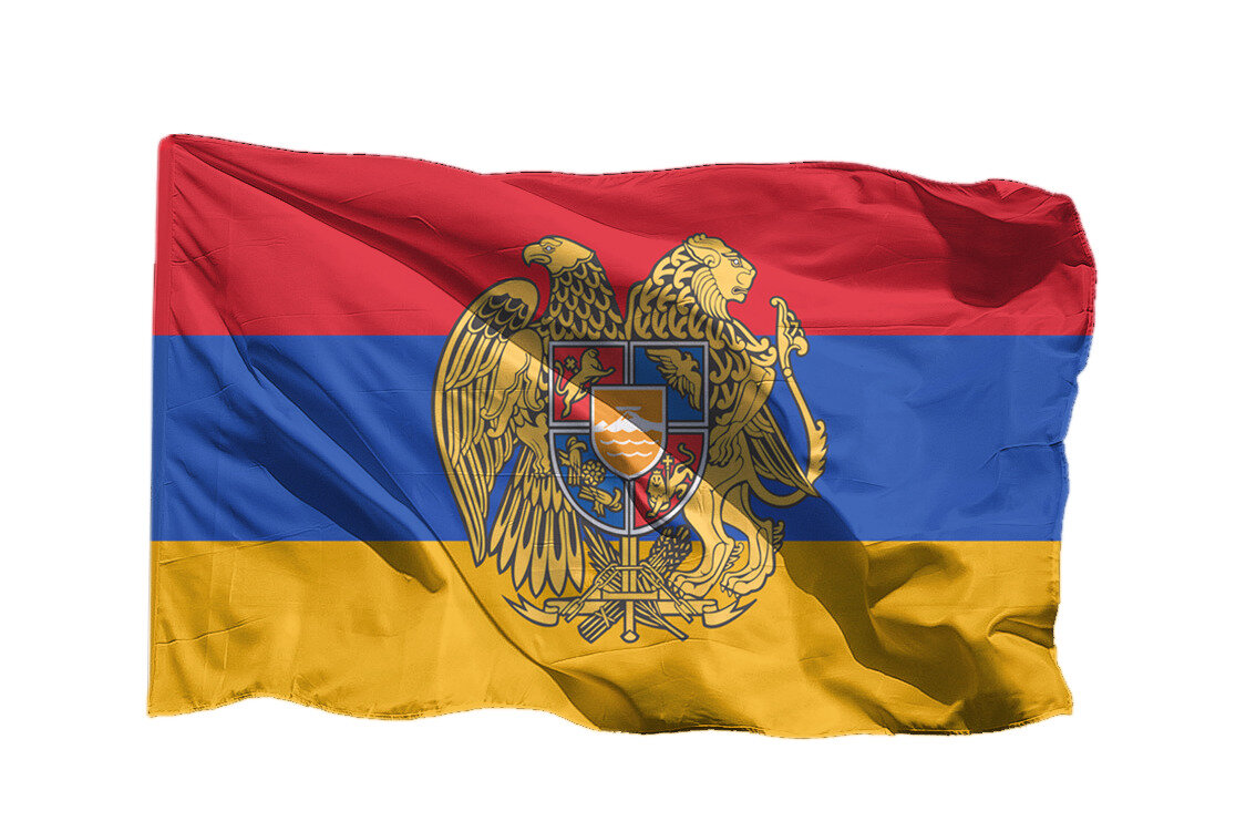 Флаг Армении на флажной сетке, 70х105 см - для флагштока