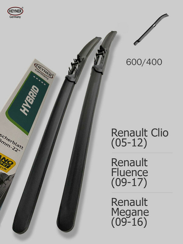 600 400мм. Дворники Щетки стеклоочистителя для Renault Clio Рено Клио (05-12); Renault Fluence (09-17); Рено Меган (09-16)