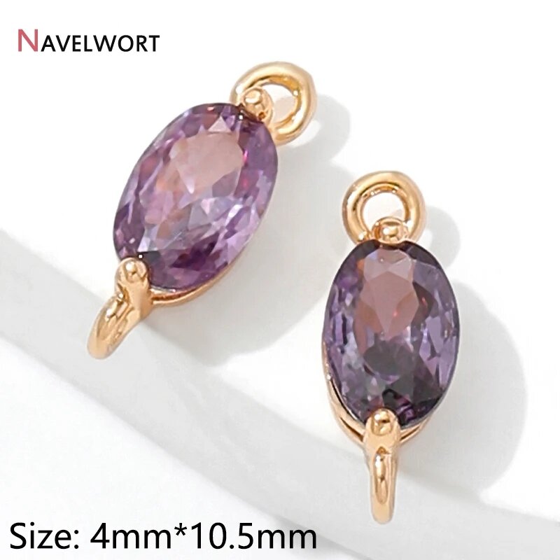 Подвески фиолетовые NAVELWORT, 8 шт, 18K позолота