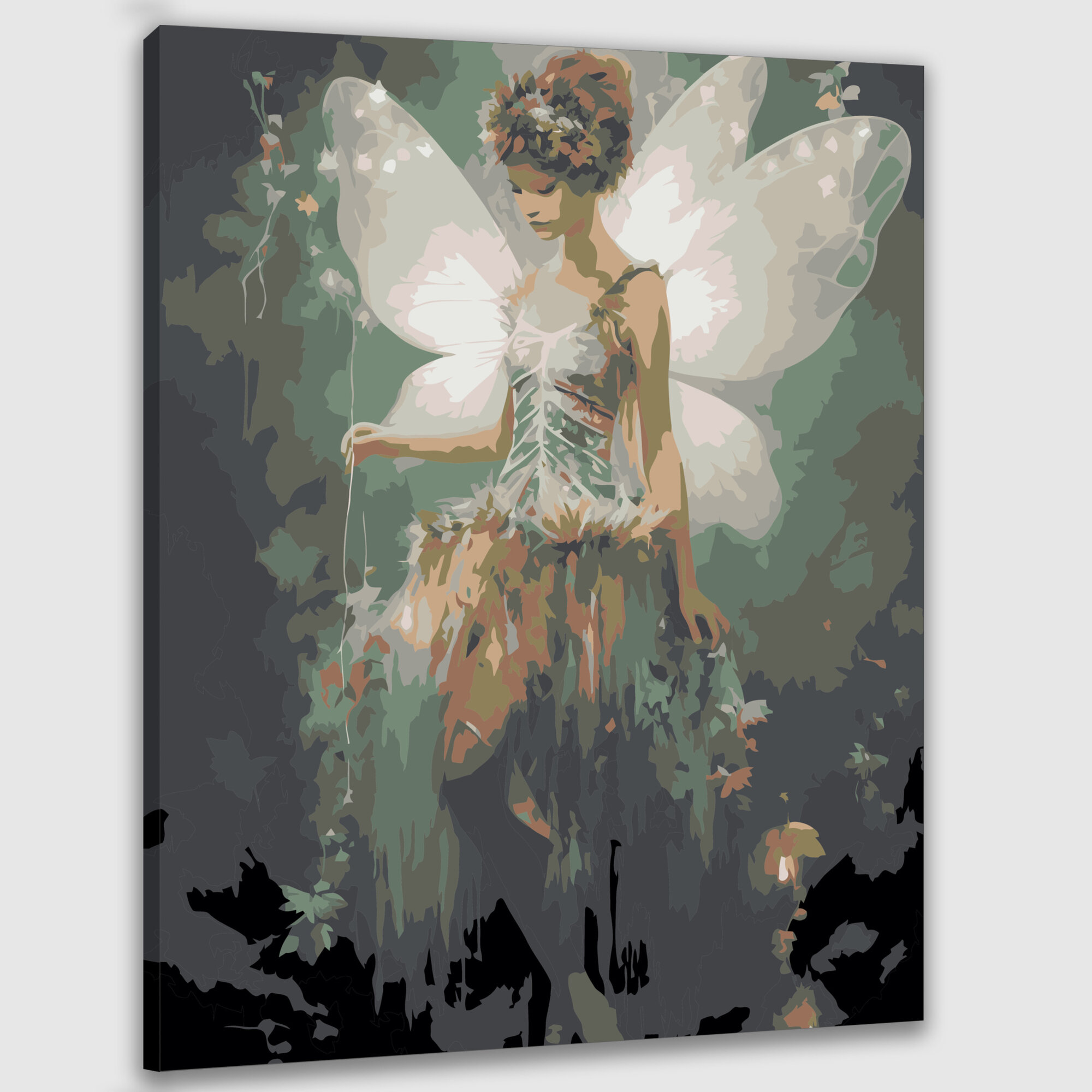 Картина по номерам 40x50 см, фея, крылья, сияние, благословения, вдохновение, чудеса, пейзаж, лунный свет, искусство