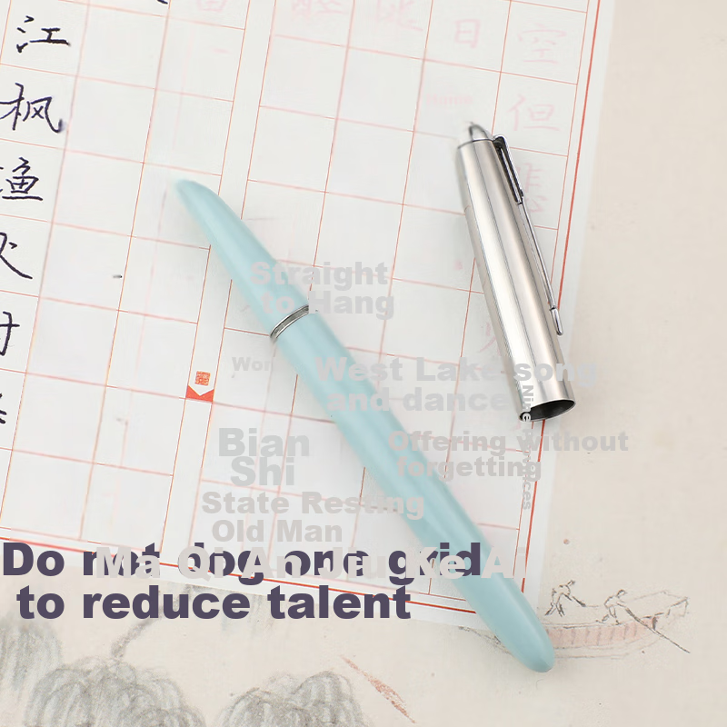 HERO Fountain Pen 616 Small Size, Vintage Iridium Student Daily Writing Practice Ink Pen, Dark Nib F, Morandi Sky Blue