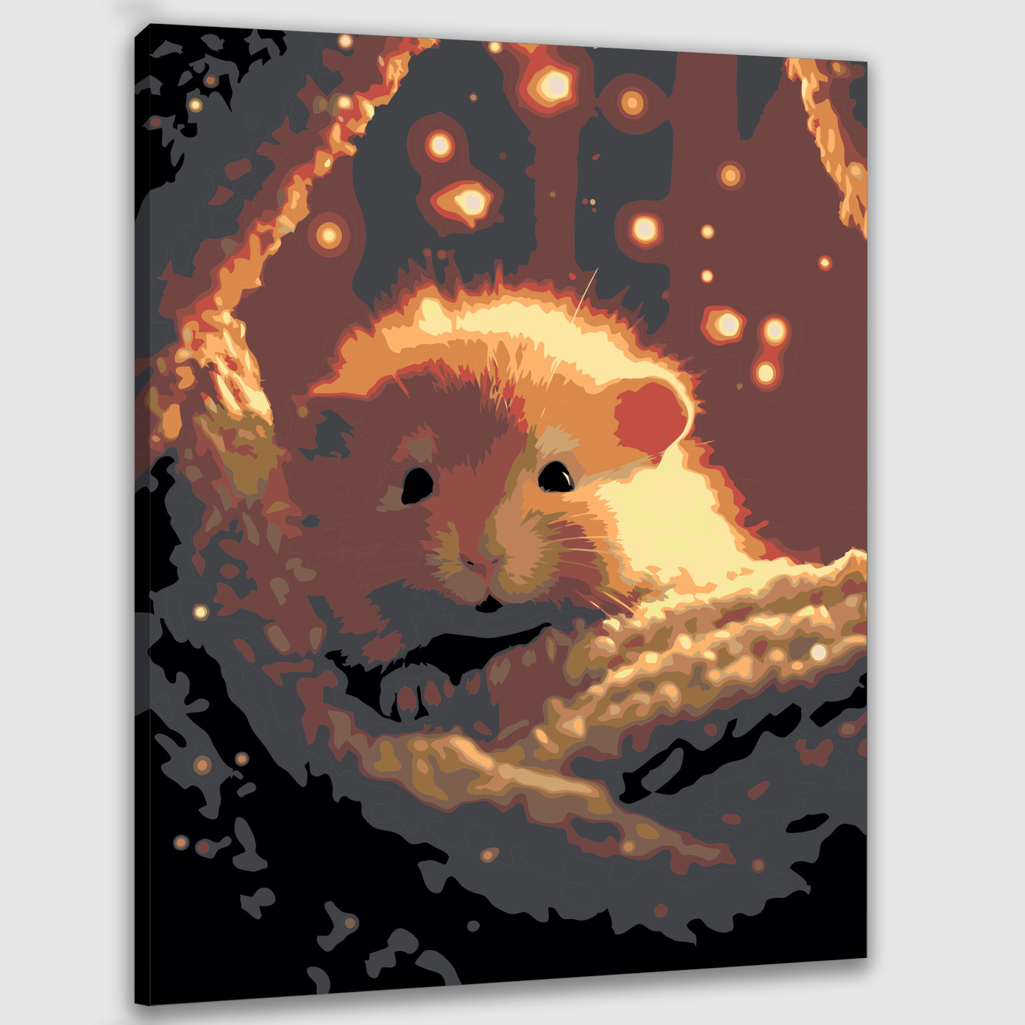 Картина по номерам 40x50 см, фотография, хомячок, гнездышко, мягкие материалы, пушистые материалы, глазки, довольство