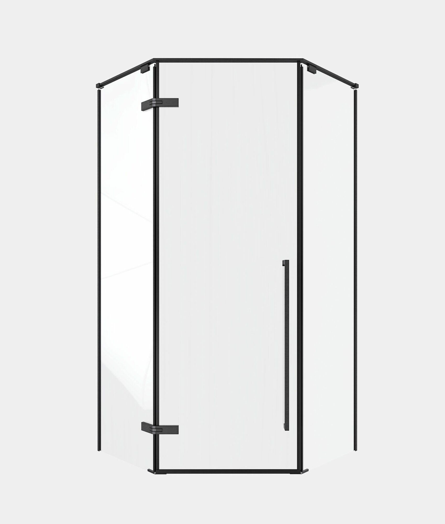 Timo Душевой угол TTSSP-90/03C-8, распаш 900*900*2000, проф черный, стекло проз 8 мм