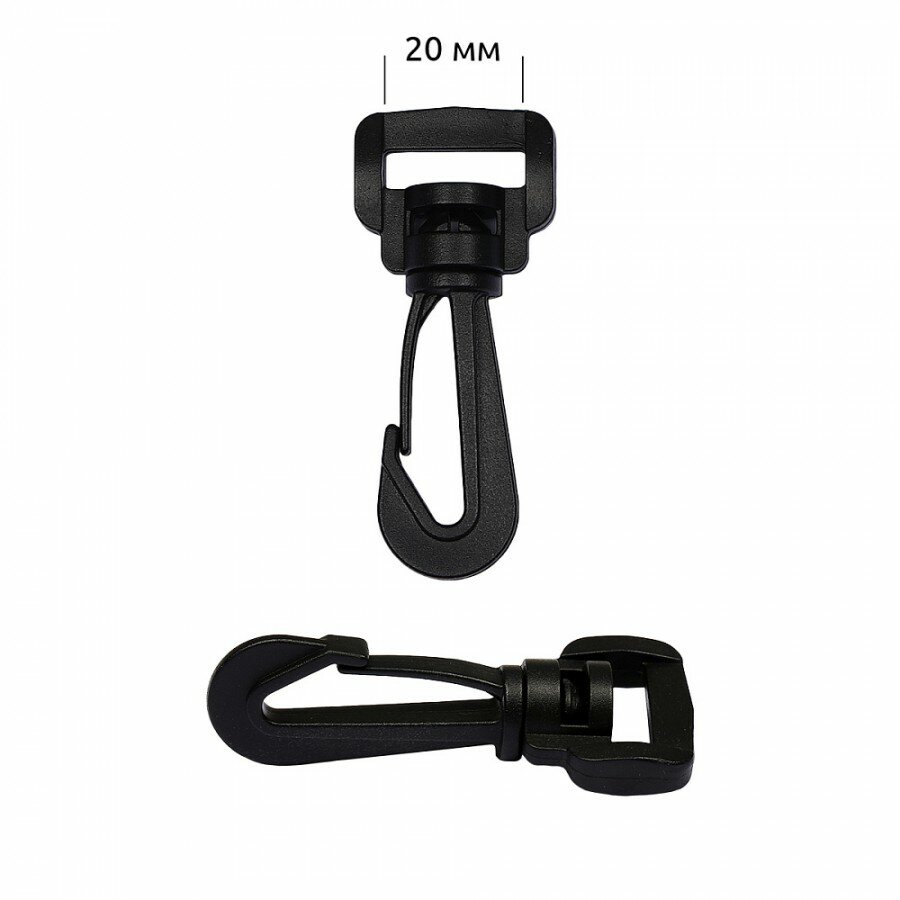 Карабин пластик TBY.0057 20мм цв. черный уп.100 шт