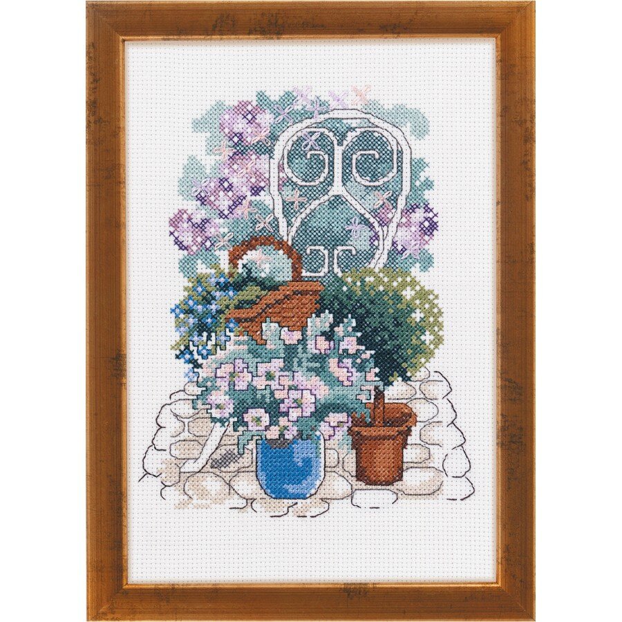 Набор для вышивания Цветы в кашпо 17 х 22 см PERMIN 12-4378