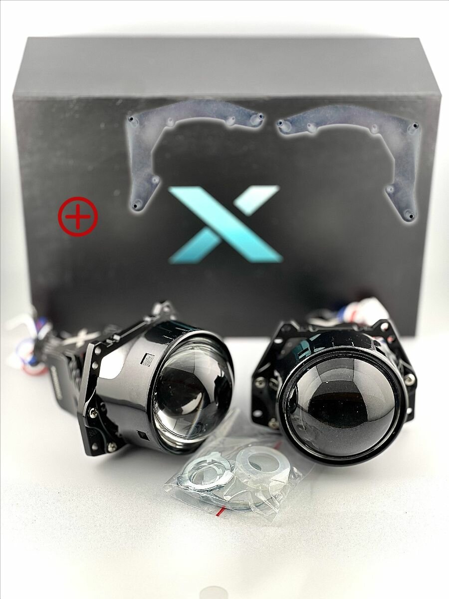 Линзы Bi Led DXL YH3 для Volkswagen Tiguan I (2007 - 2011 г. в.) REFL (линзы + рамки) 3.0 дюйма светодиодные ближнего и дальнего света в автомобильные фары / комплект 2шт