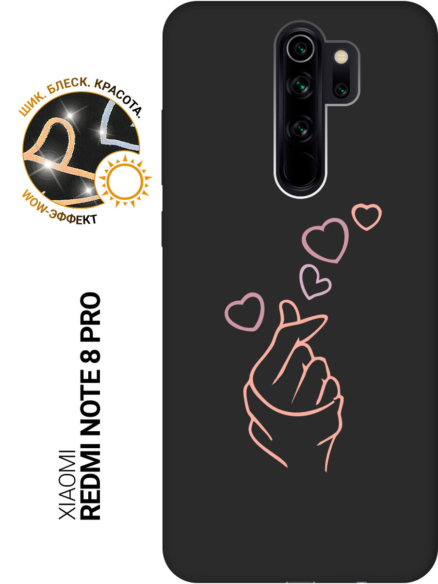 Матовый Soft Touch силиконовый чехол на Xiaomi Redmi Note 8 Pro, Сяоми Редми Ноут 8 Про с 3D принтом "K-Heart" черный