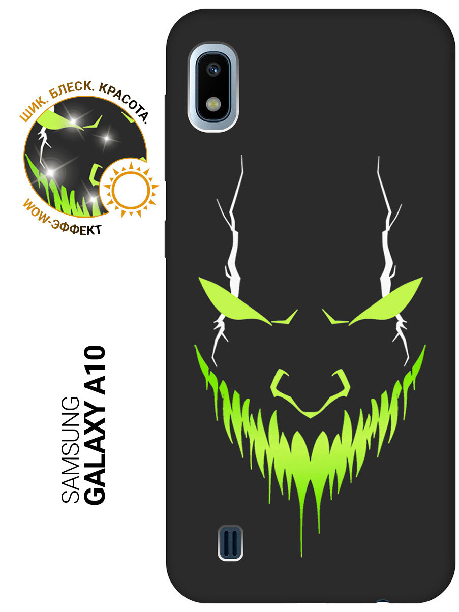 Силиконовый чехол на Samsung Galaxy A10 с принтом "Evil Face" матовый черный