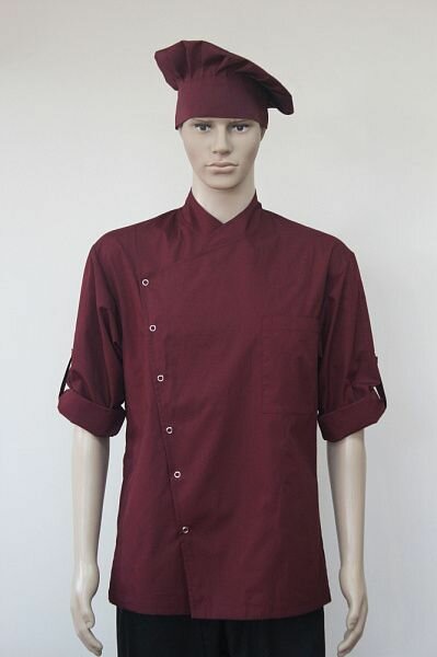 Китель мужской поварской с регулируемой длиной рукава бордовый