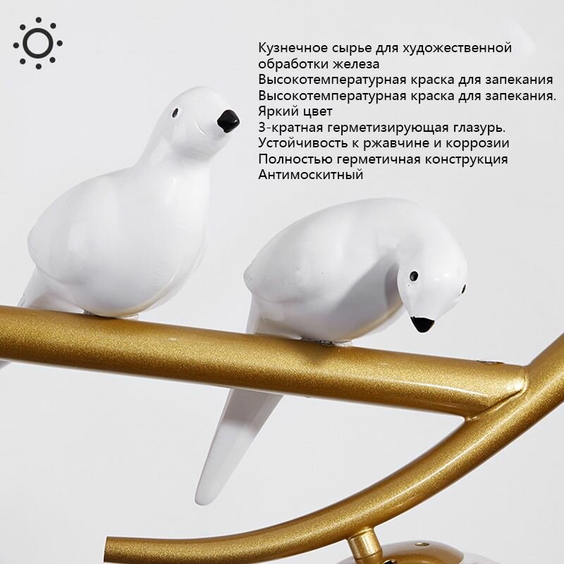 Китайская винтажная потолочная люстра с птицами