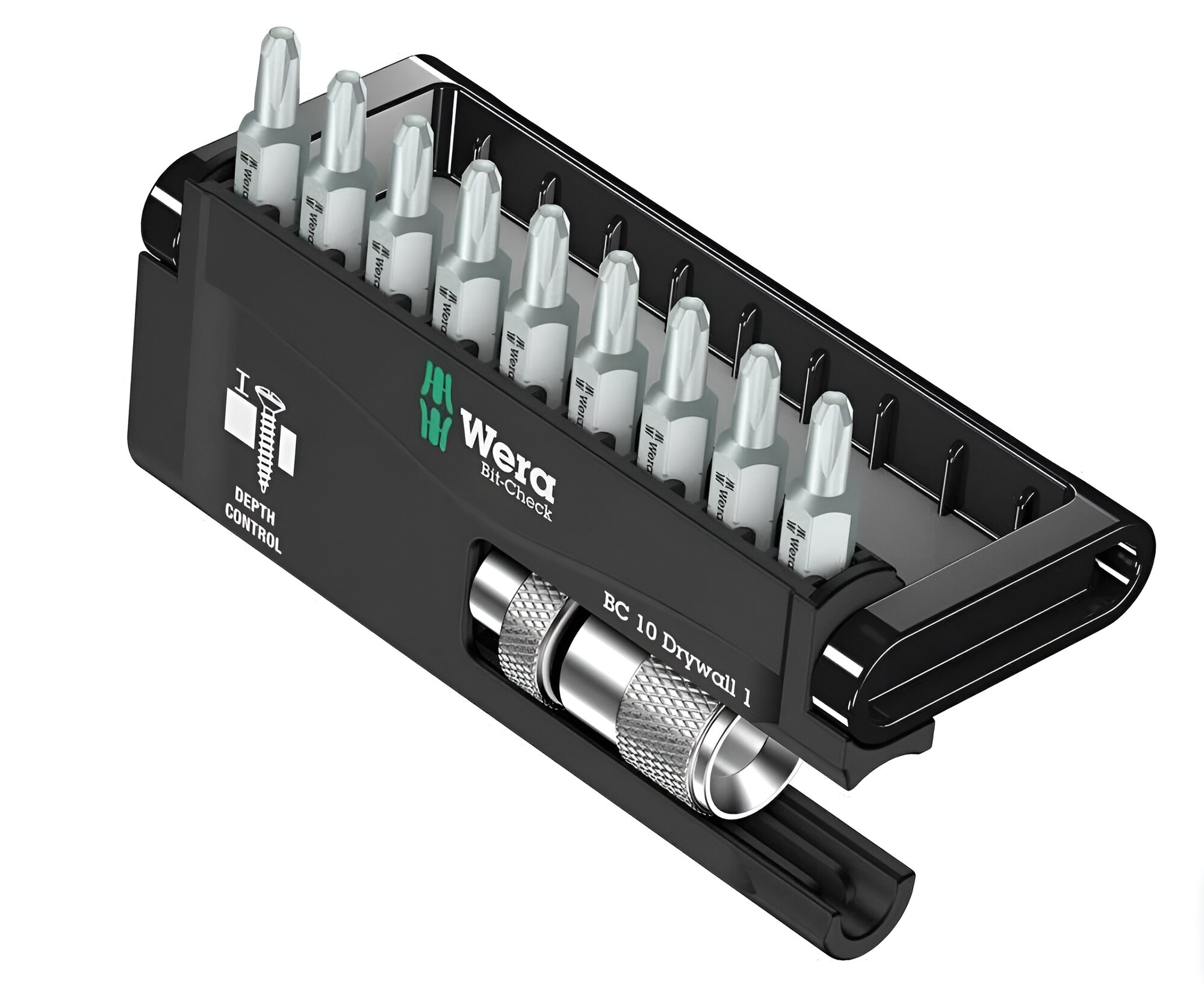 Bit-Check 10 Drywall 1 набор бит с битодержателем, для гипсокартона, 10 пр, 1/4" C6.3 PH 2 WE-136011