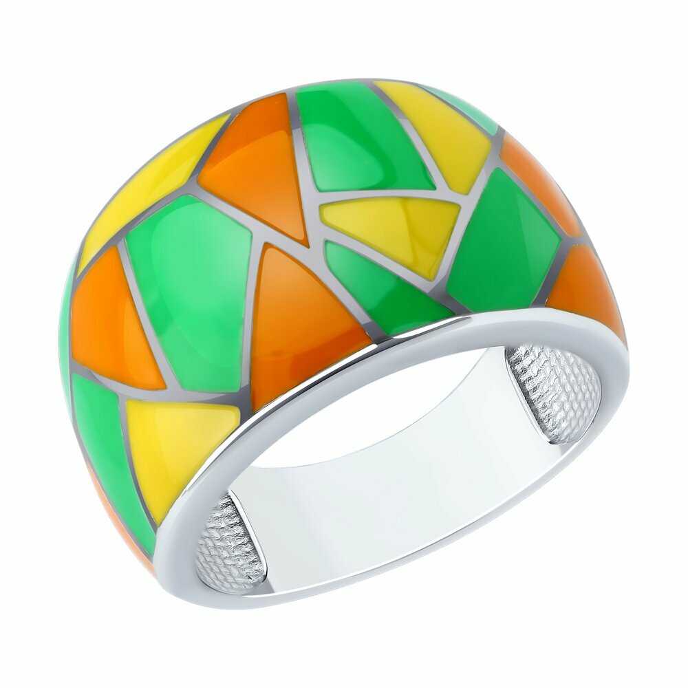 Кольцо, серебро, 925 проба, родирование, эмаль