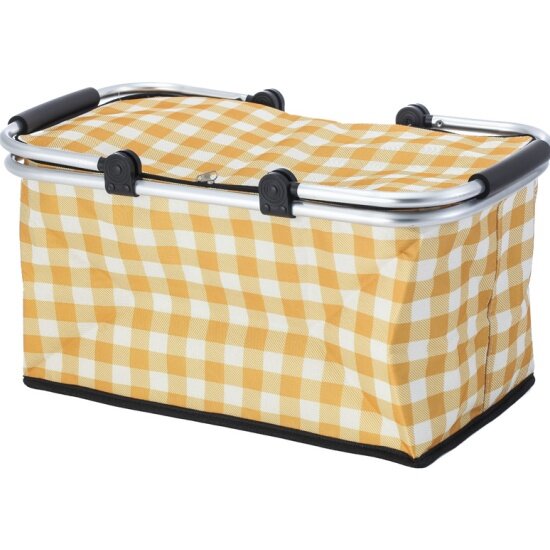 Термосумка складная Ecos с алюминиевым каркасом CB-7046-2 48х27х24см, с принтом жёлтая клетка