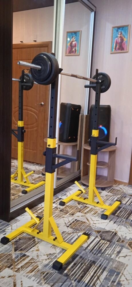Стойки под штангу со страховочными упорами и штырями (Желтый)