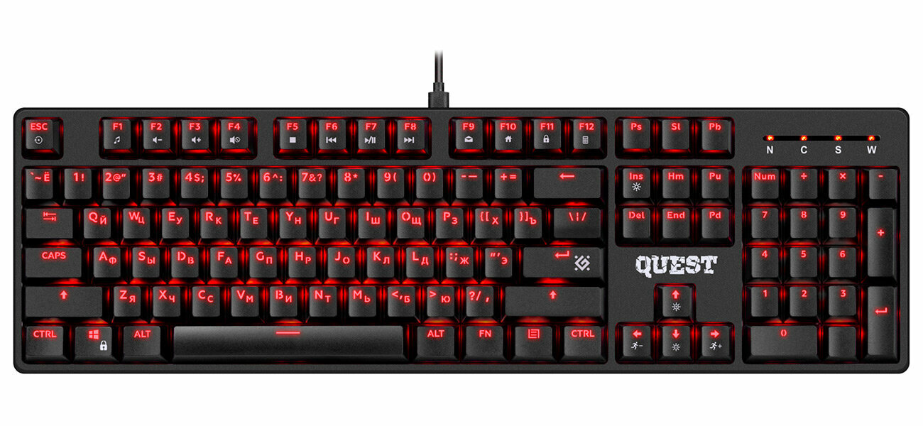 Механическая клавиатура Defender Quest GK-596 RU, черный, 104 кнопки, SNK, красные (45596)