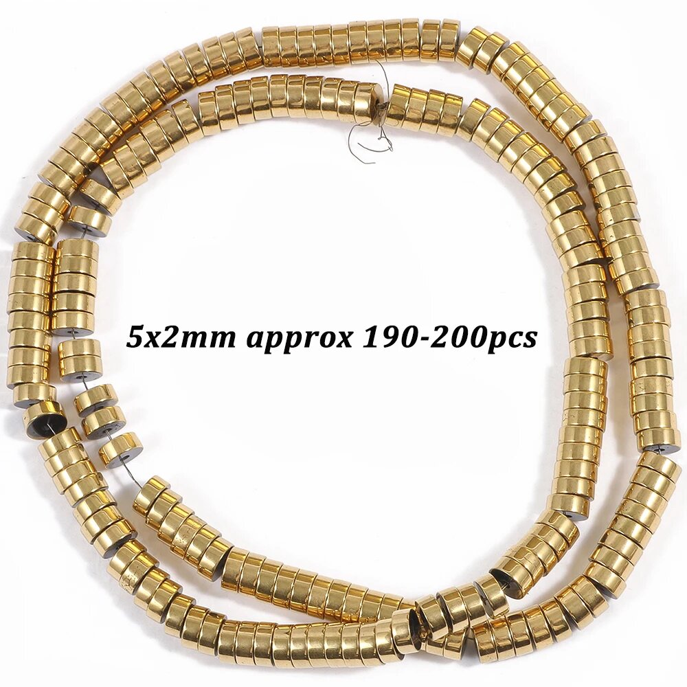 Золотые бусины гематит 5x2 мм, Style 22, 190-200 шт