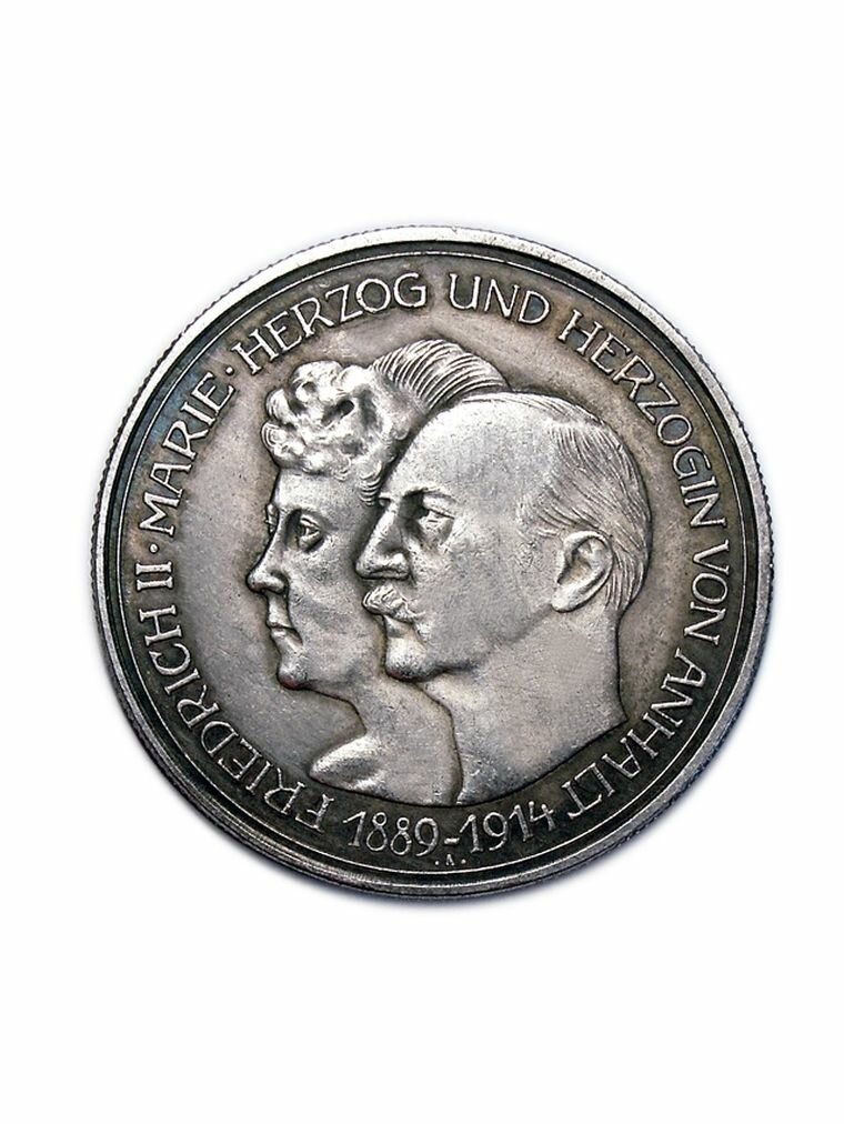 5 марок 1914 года 25 лет супружества Фридриха 2 и Марии сувенирная копия монеты, нумизматика, деньги для коллекции