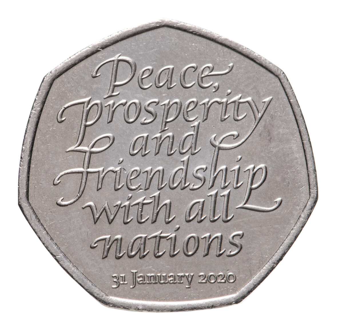 Монета 50 пенсов Великобритании 2020 г. Выход Великобритании из Европейского Союза (Брексит)