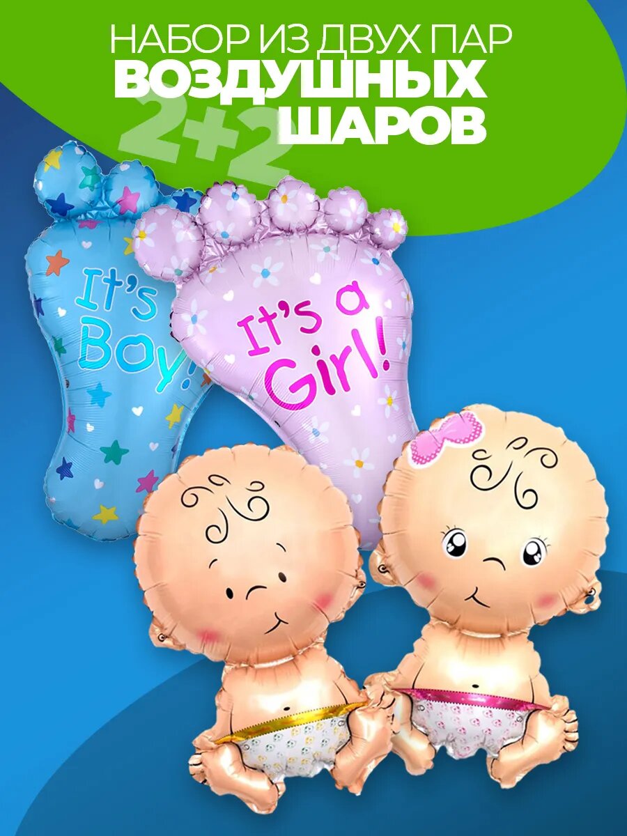 Шары для фотозоны гендер пати фольгированные мальчик девочка