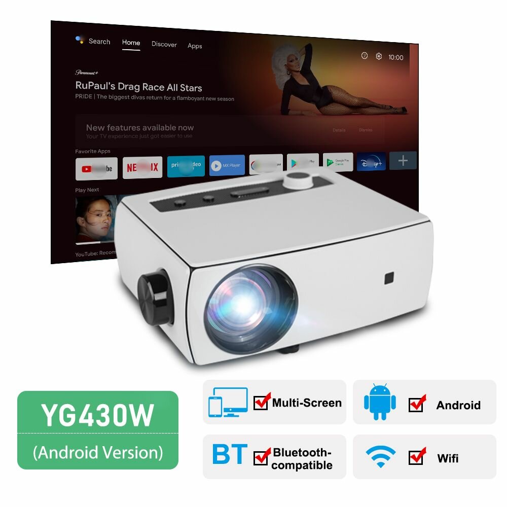 AAO Full HD проектор YG430 Wi-Fi Android умный портативный мини-проектор 1920X1080P телефон YG430W светодиодный видео домашний кинотеатр 3D проектор