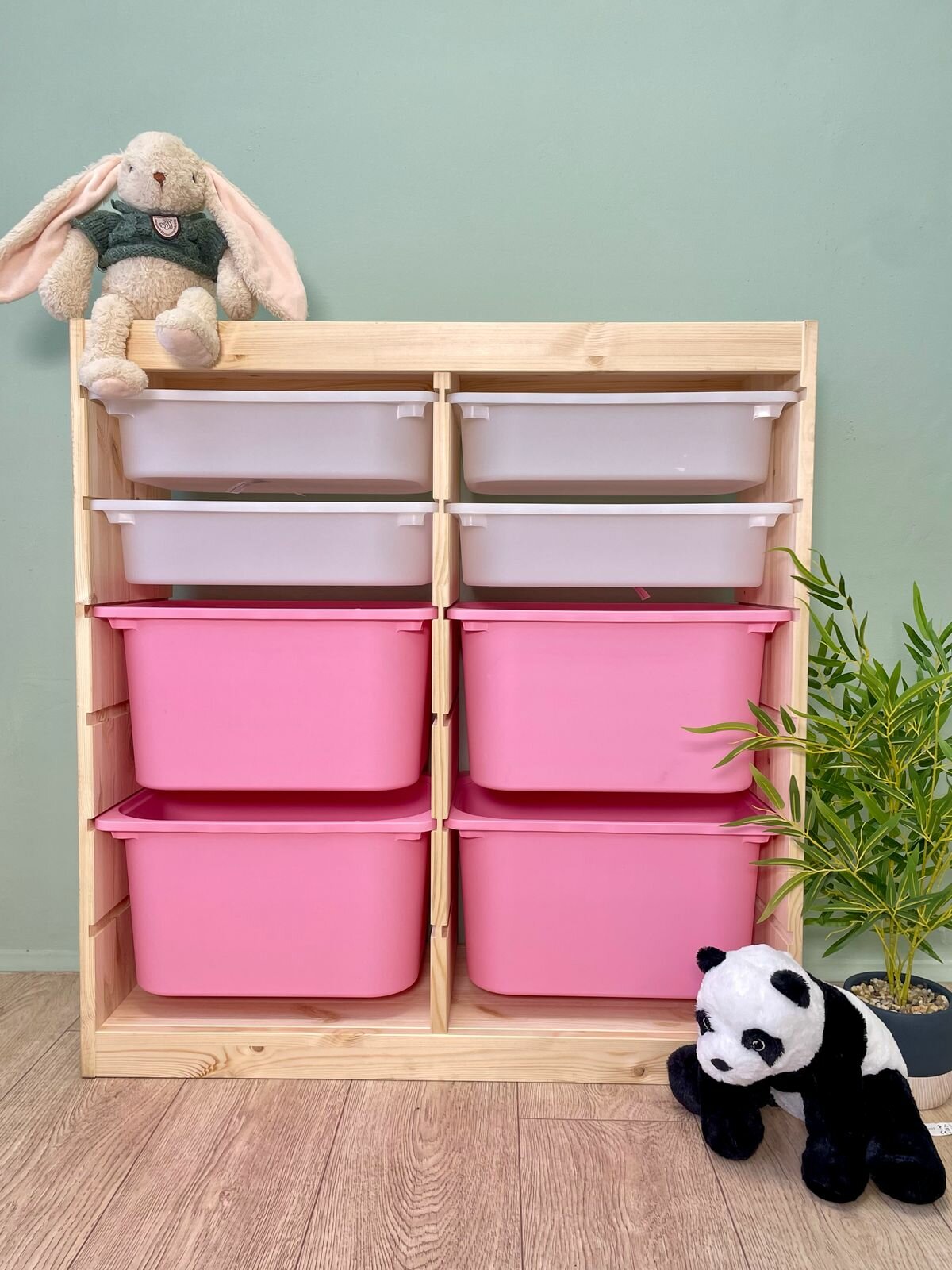 Стеллаж Труфаст с контейнерами (4 больших+4 маленьких) двойной TROFAST