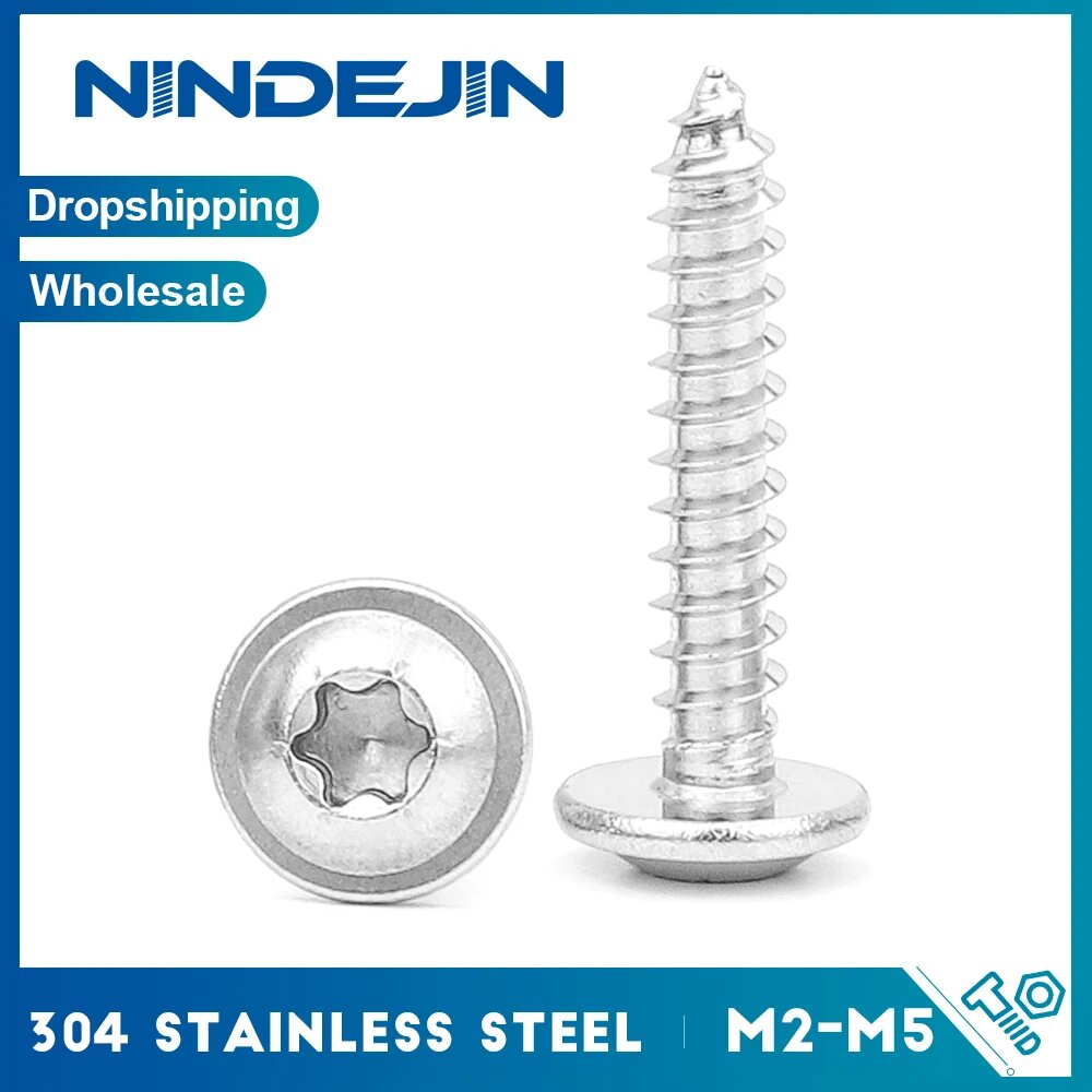 Саморезы Torx NINDEJIN нержавеющая сталь M2.6 M3 M4 M5 M6 M2x6x5mm 50pcs