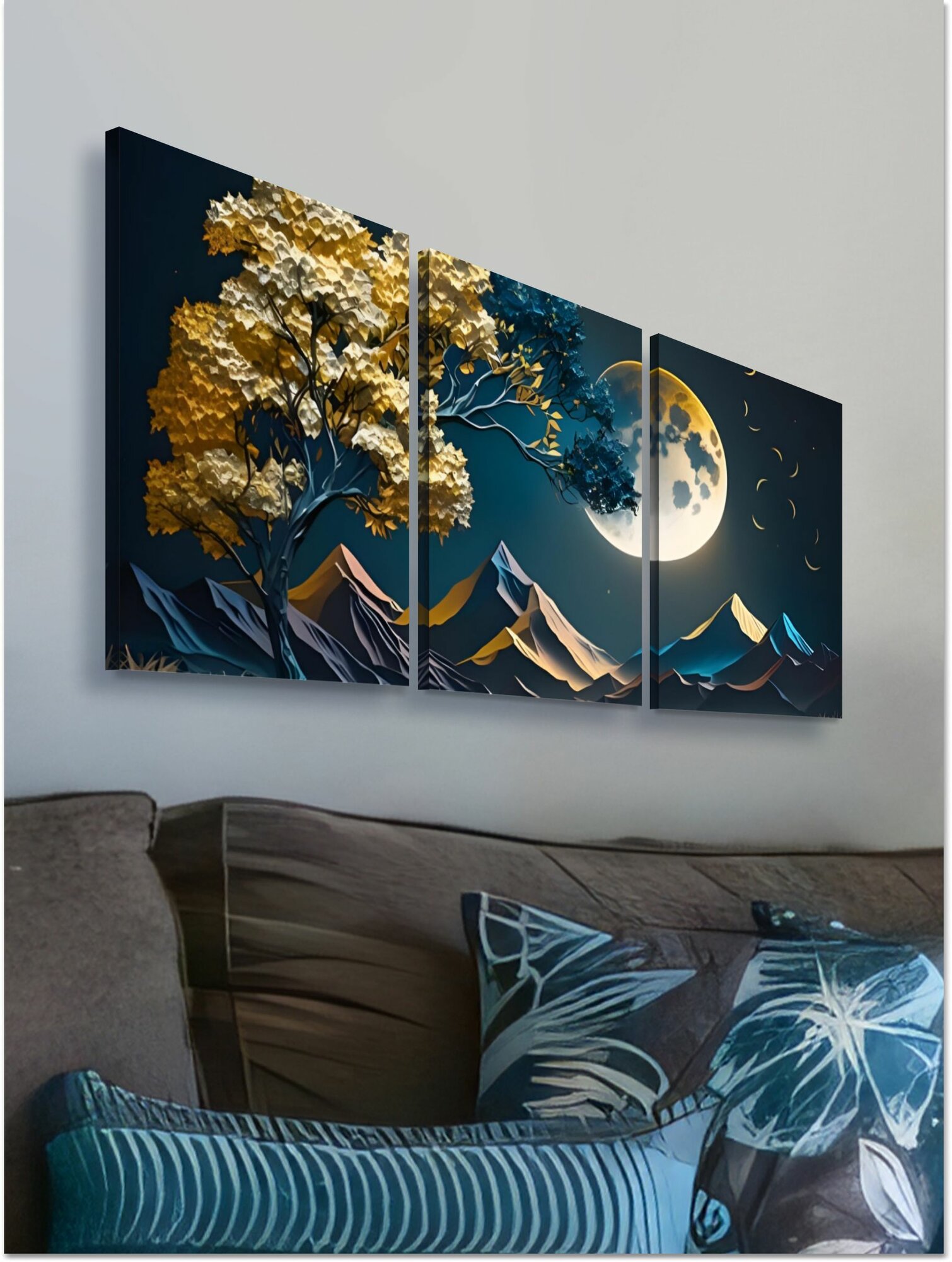 Картина Легенда ночных скал модульная 50x70см 3шт.