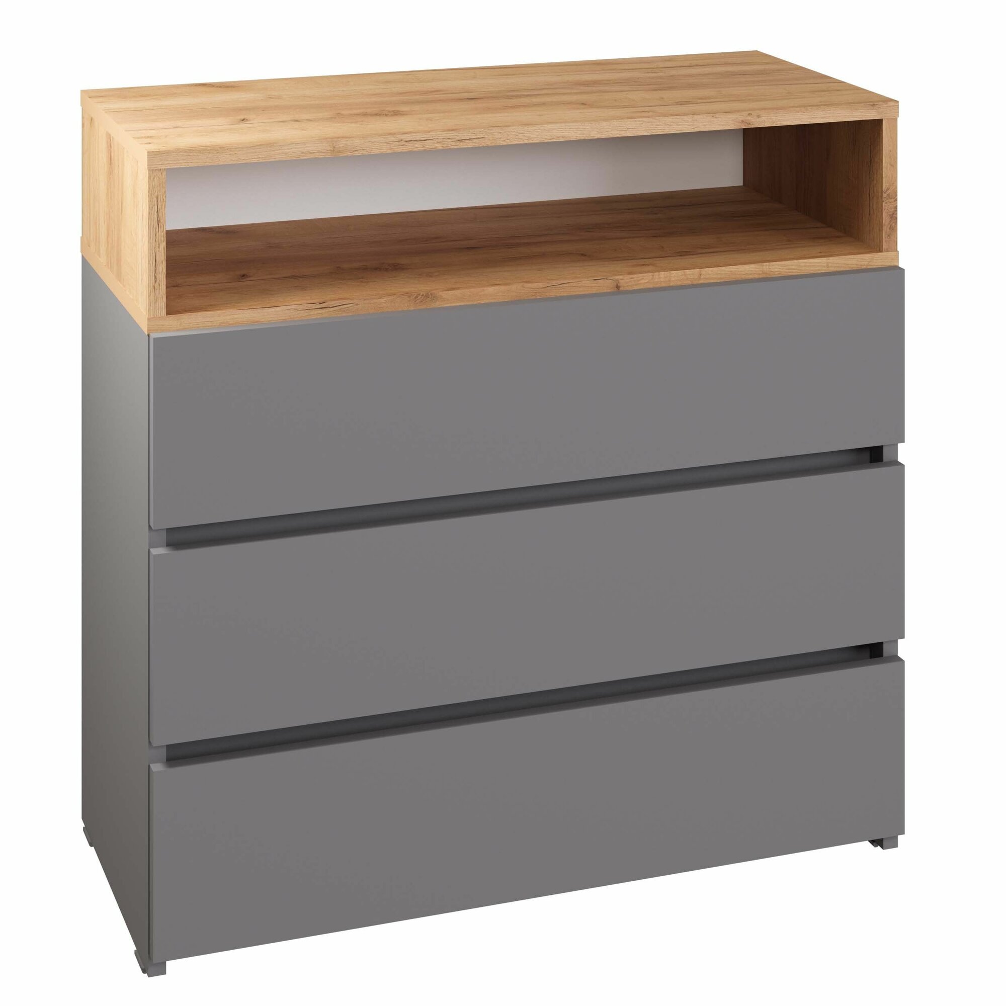 Комод 3 ящика нова Серый Шифер/Дуб крафт золотой/МК (Атмосфера)