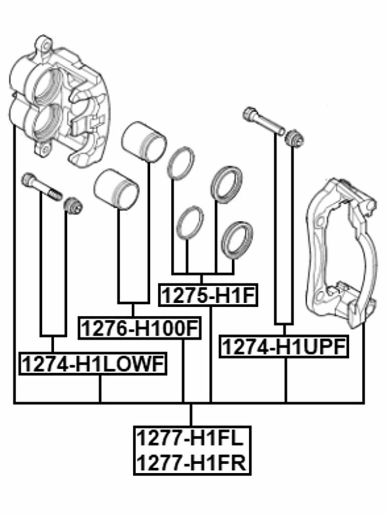 Суппорт тормозной передний левый (со скобой) HYUNDAI 1277-H1FL FEBEST.
