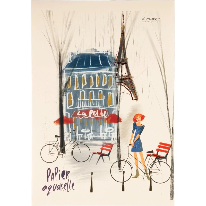 Альбом для рисования акварелью Kroyter 40л, склей А4, Город, фольга,60120