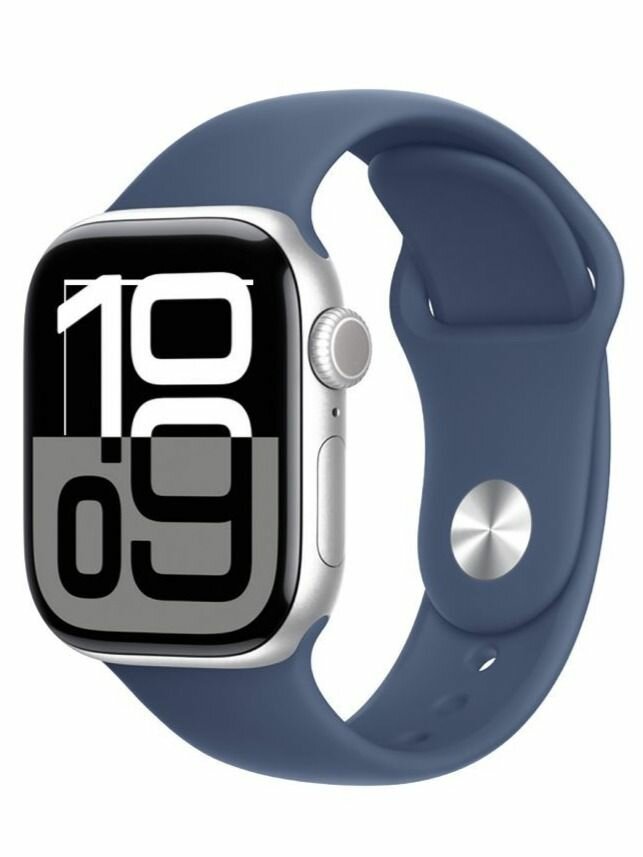 Умные часы Apple Watch Series 10 46 мм Aluminium Case GPS Silver, Denim Sport Band, размер ремешка M/L
