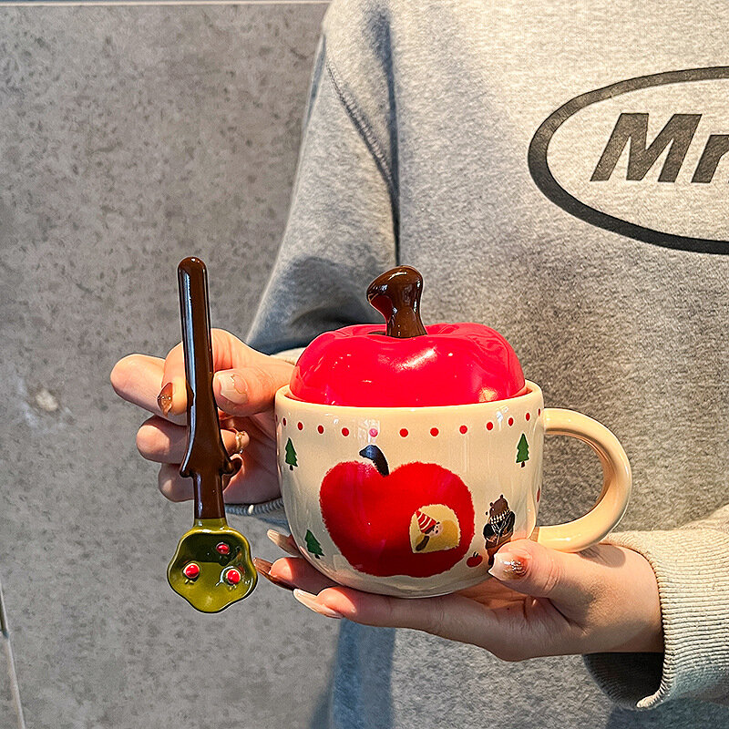 Творческая пара кружка для воды для девочек кружка с крышкой ложка рождественский подарок керамическая чашка милый подарок для кофейной чашки