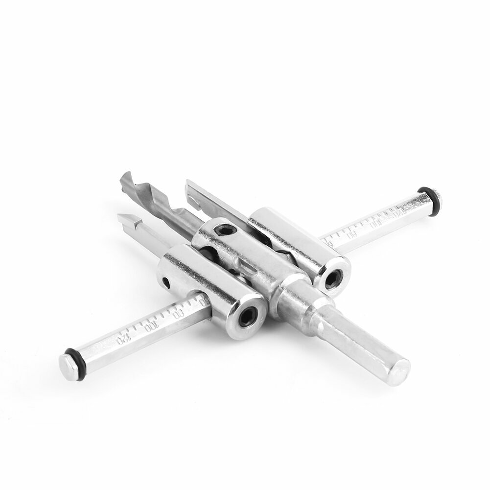 Регулируемый набор сверл для кольцевых отверстий диаметром 30-120 мм, серебристый, для самостоятельной работы по дереву.