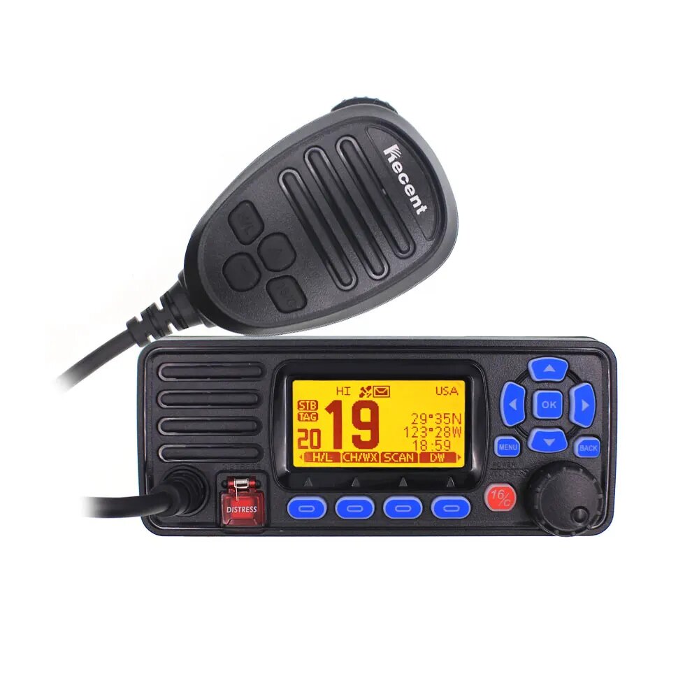 С радиостанцией GPS VHF Fixed Marine Recent RS-509MG 25W 156.000-162.000MHz радиостанция VHF морская IP67 мобильная лодочная рация