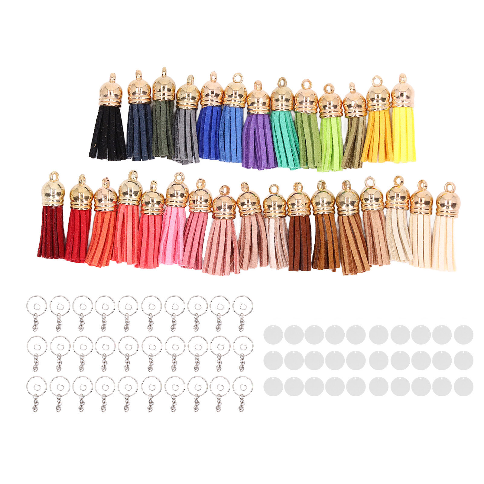 30 комплектов акриловых заготовок для брелоков, двухсторонние круглые гладкие края, сублимационные заготовки для брелоков, самодельные украшения для молний