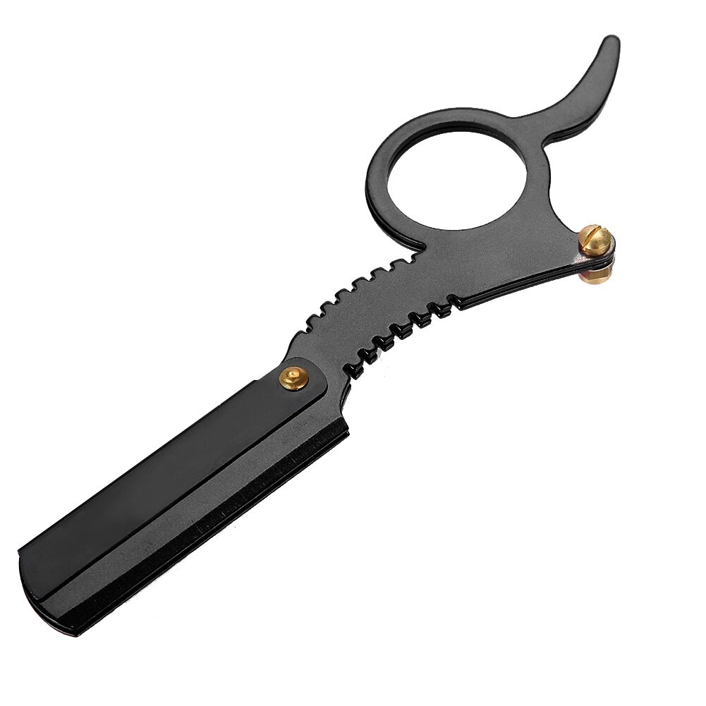 Мужская бритва из нержавеющей стали в форме большого пальца, ручная прямая, для удаления волос на лице, черная